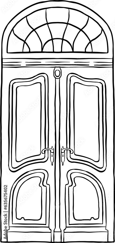 Vintage line art door. Line art building. Stock Vector | Adobe Stock