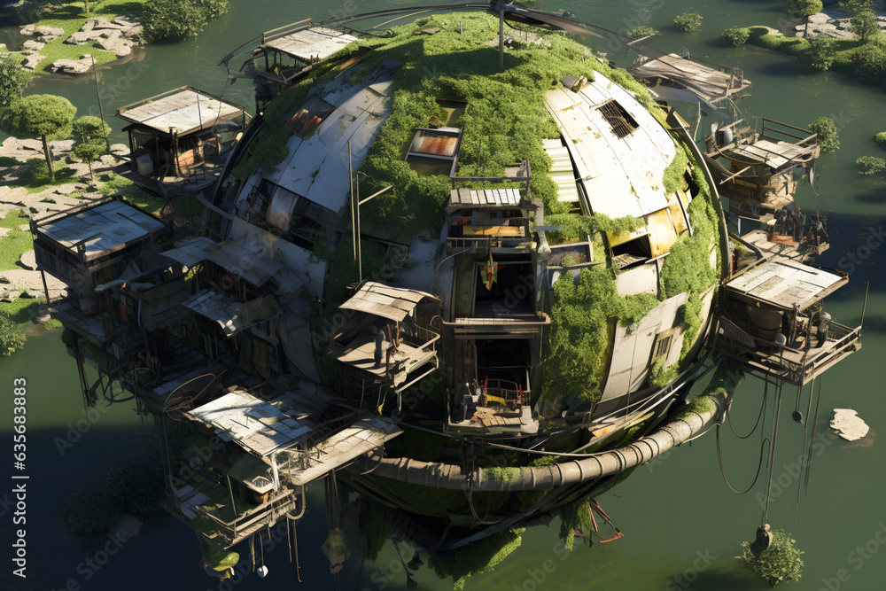 Post-apocalyptic floating dwellings that ingeniously blend survival and ...