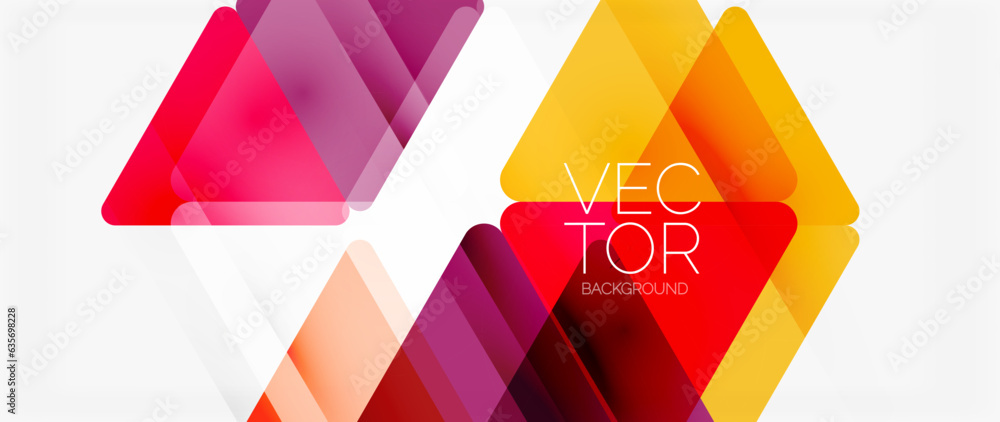 Abstract background. Color transparent triangles in mosaic style with ...