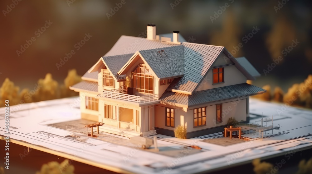 illustration of house building on the architecture floorplan Stock ...