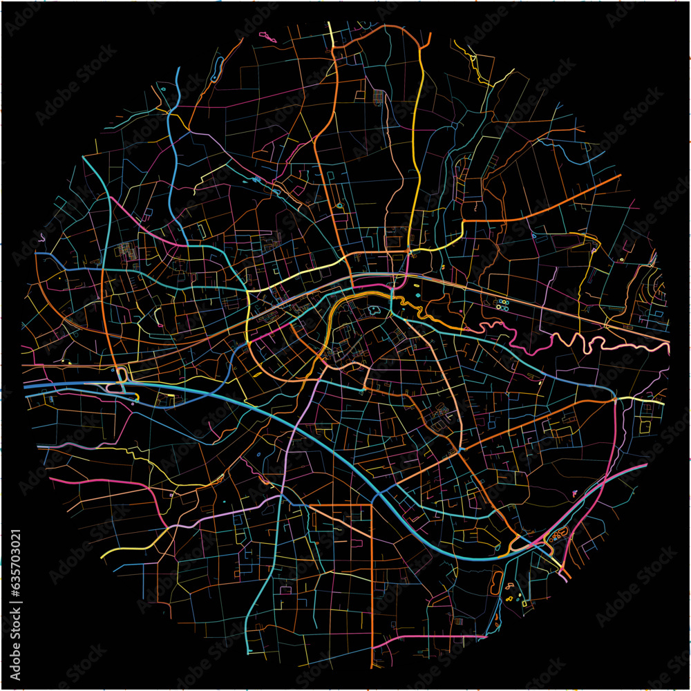 Vetor de Colorful Map of Bunde, North Rhine-Westphalia with all major ...