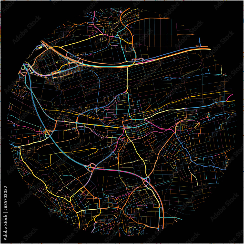 Colorful Map of Filderstadt, Baden-Wuerttemberg with all major and ...