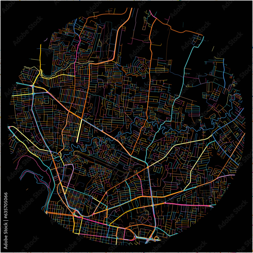 Colorful Map of Santiago, Santiago with all major and minor roads ...