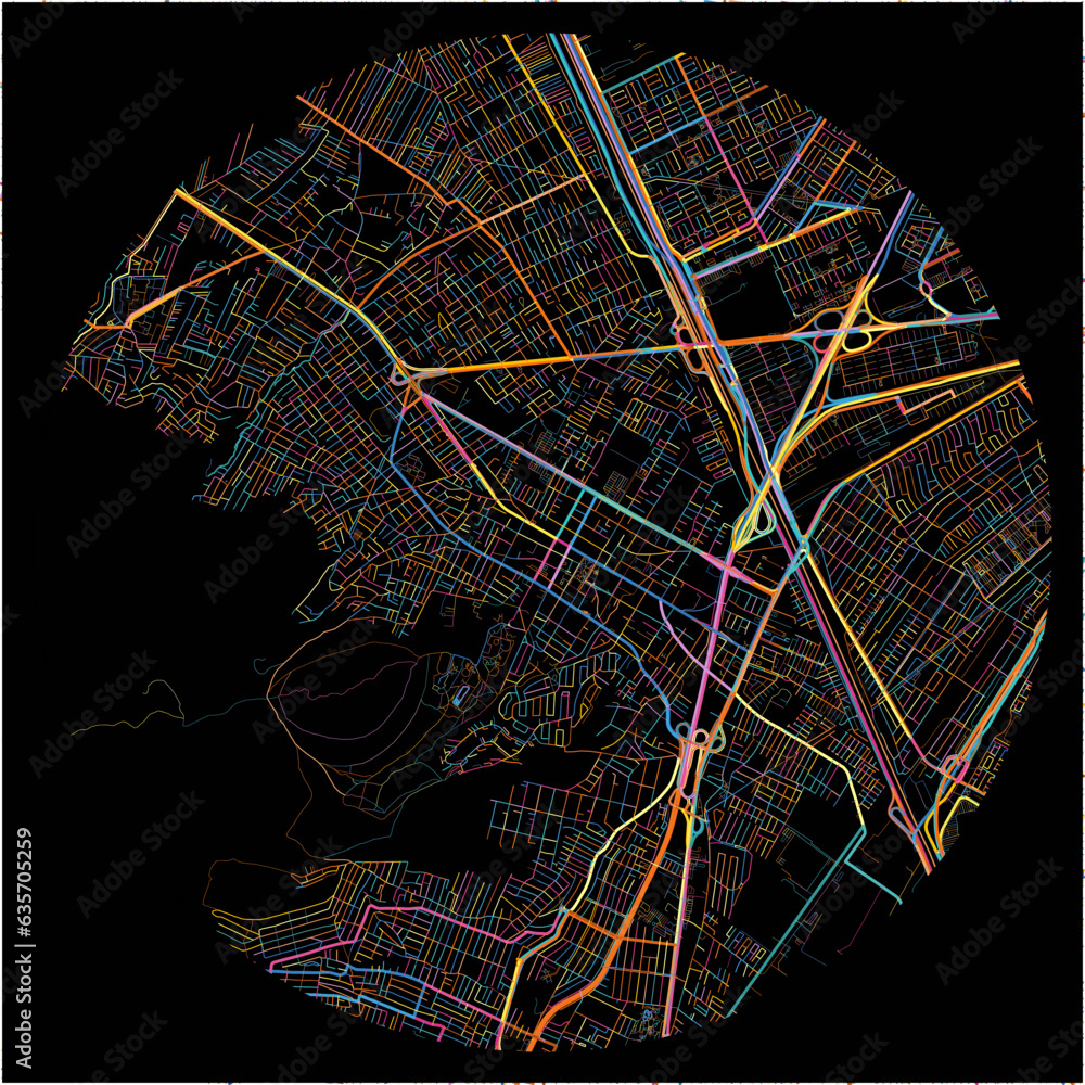 Colorful Map of Ecatepec, México with all major and minor roads. vector ...