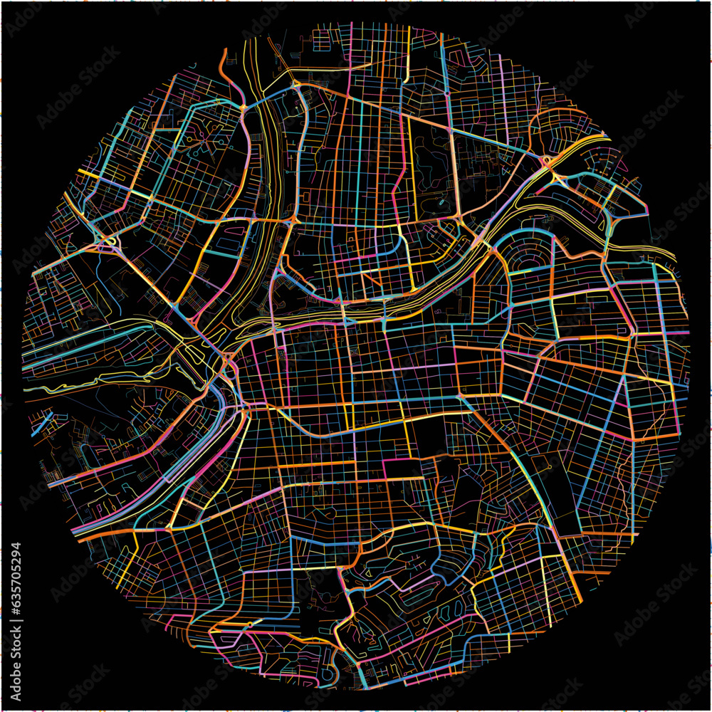 Colorful Map of Culiacan, Sinaloa with all major and minor roads. Stock ...