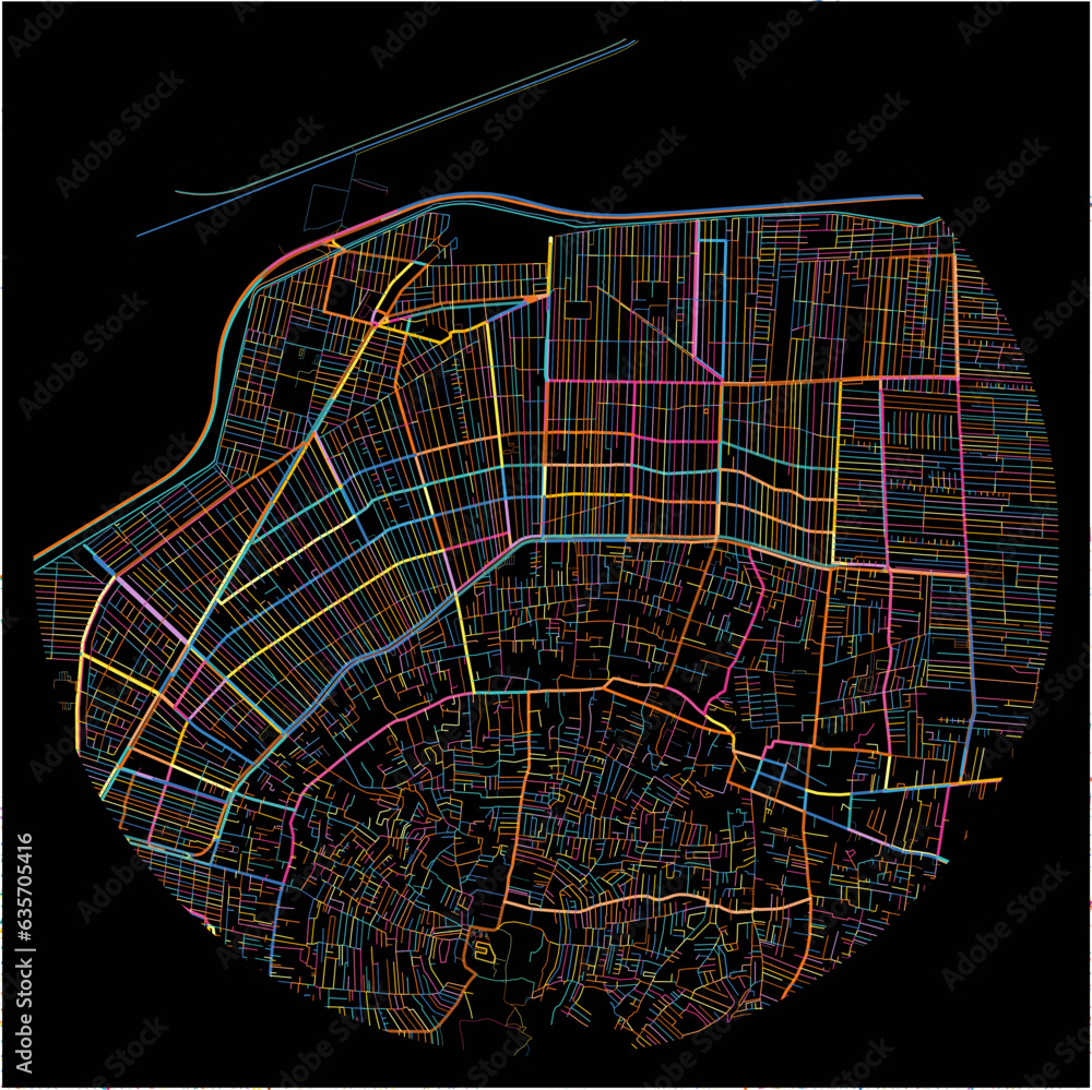Colorful Map of Chimalhuacan, México with all major and minor roads ...