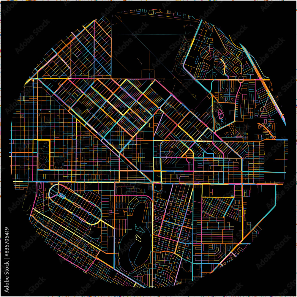 Colorful Map of Torreon, Coahuila with all major and minor roads ...