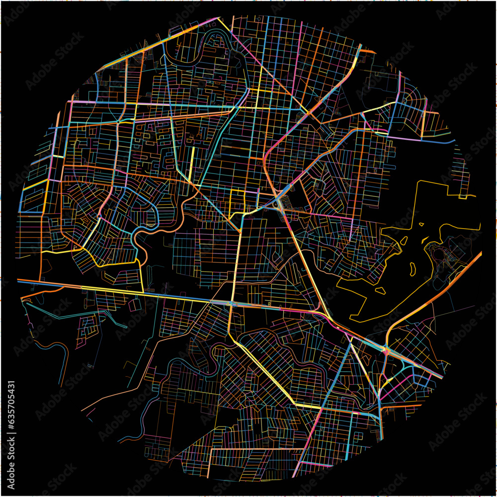 Colorful Map of Reynosa, Tamaulipas with all major and minor roads ...