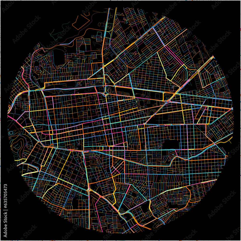 Colorful Map of Durango, Durango with all major and minor roads. Stock ...