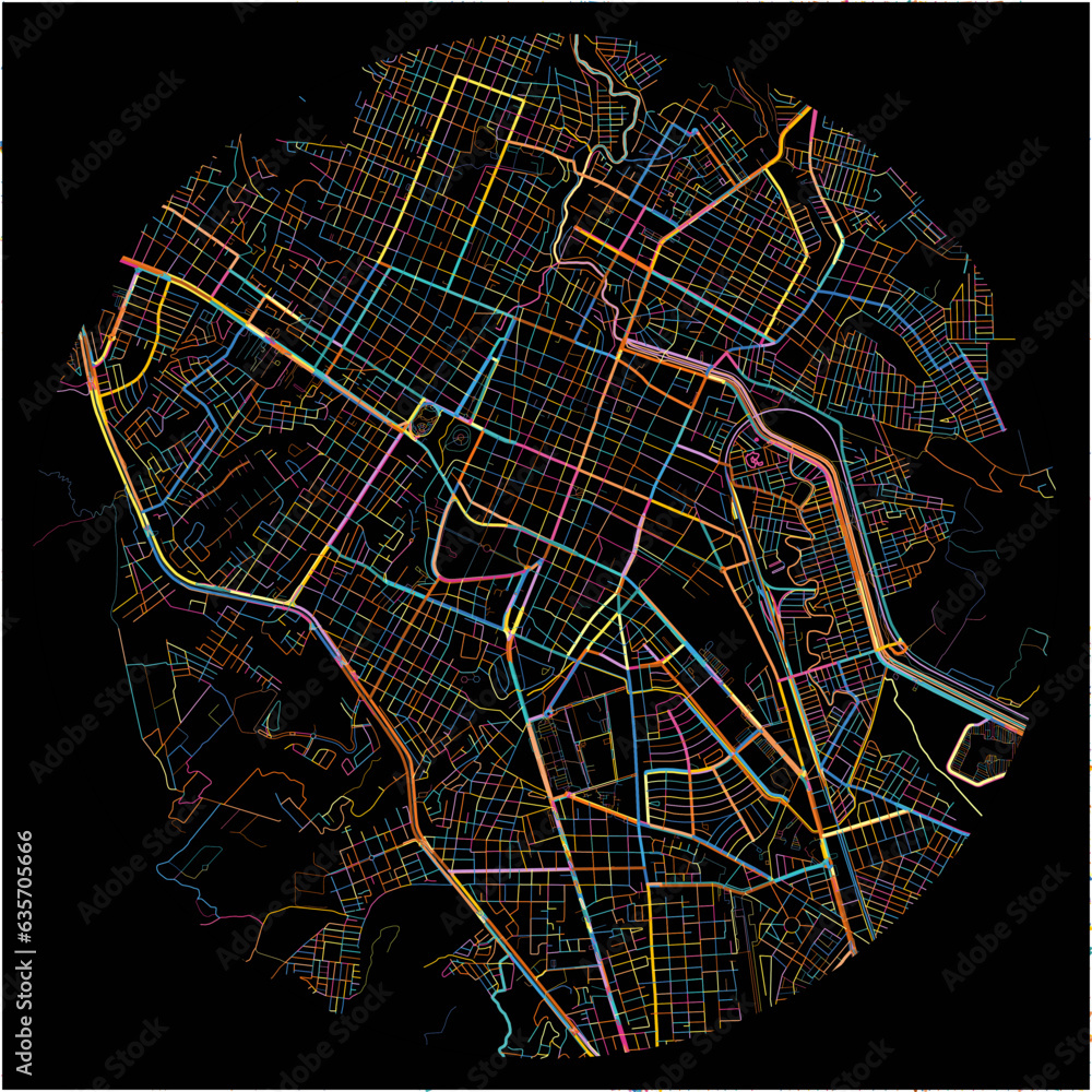 Colorful Map of Tepic, Nayarit with all major and minor roads. Stock ...