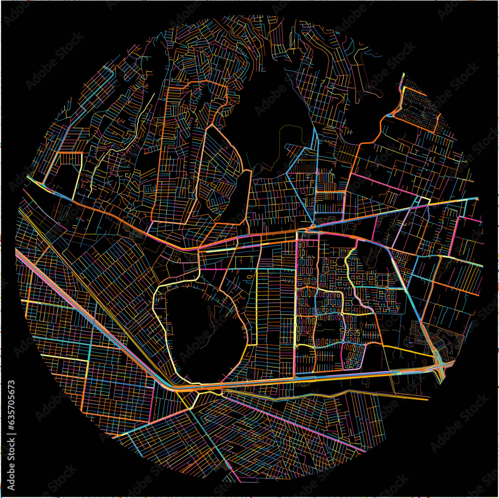 Colorful Map of Ixtapaluca, México with all major and minor roads ...