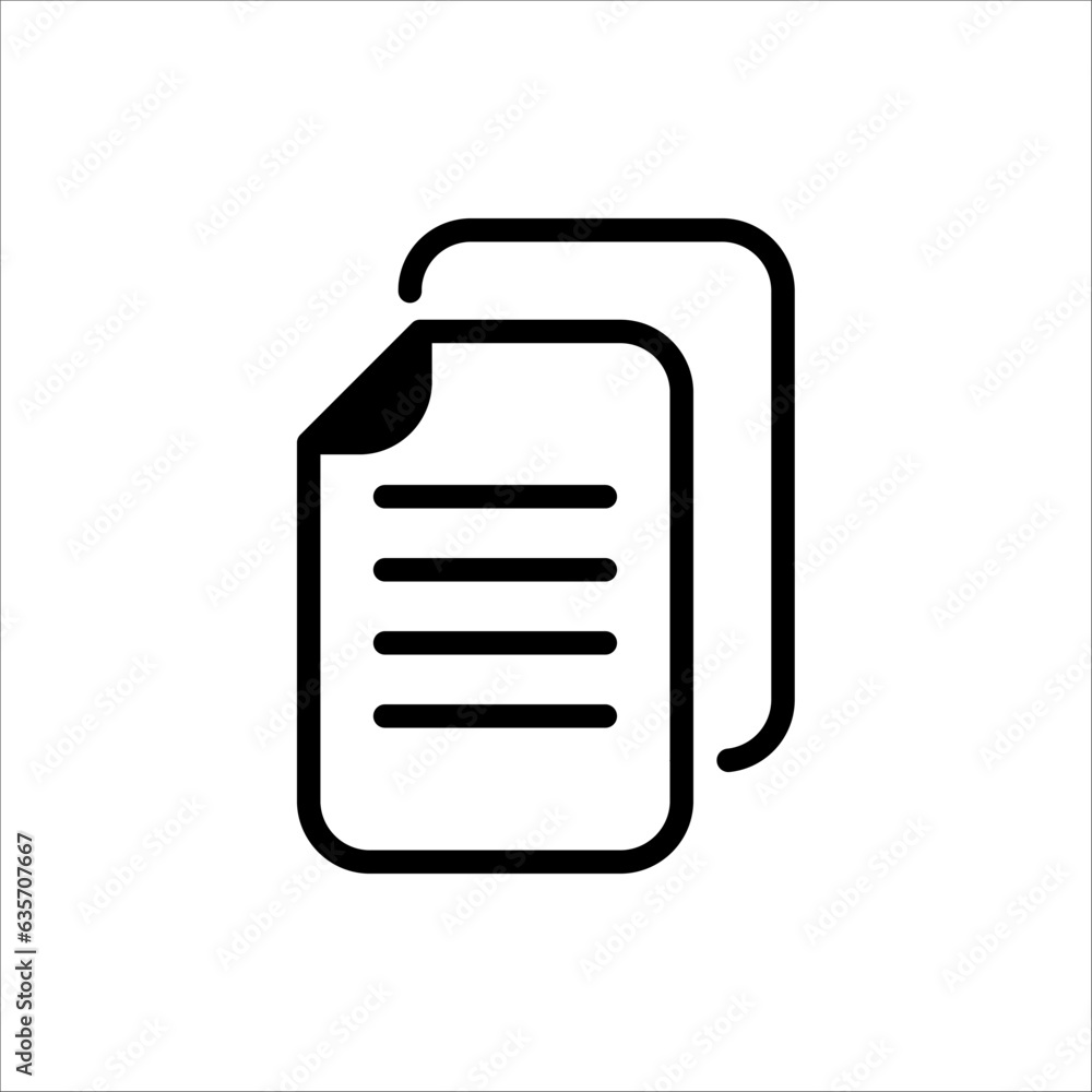 Copy Or Duplicate File Icon In Line Style Design For Website Design App Ui Vector