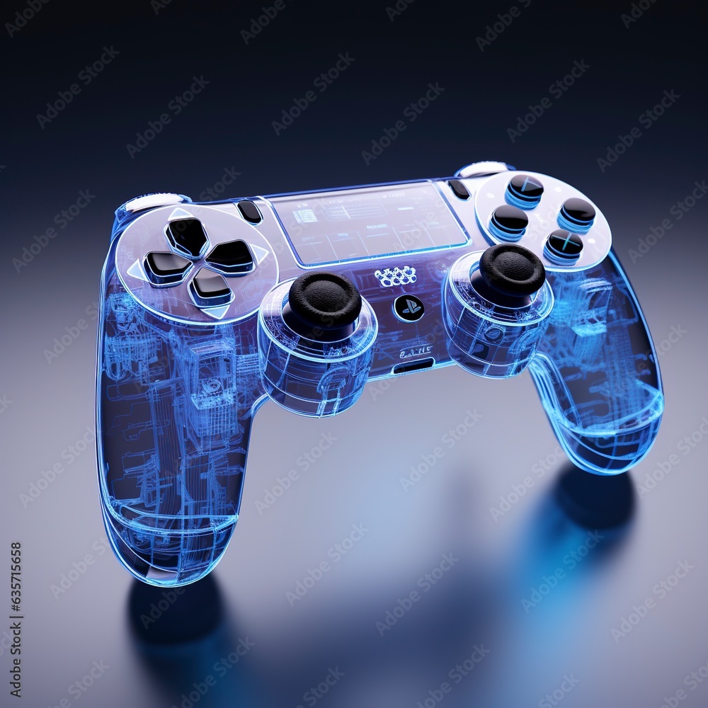 A wireframe rendering of a game controller, showcasing its structural ...