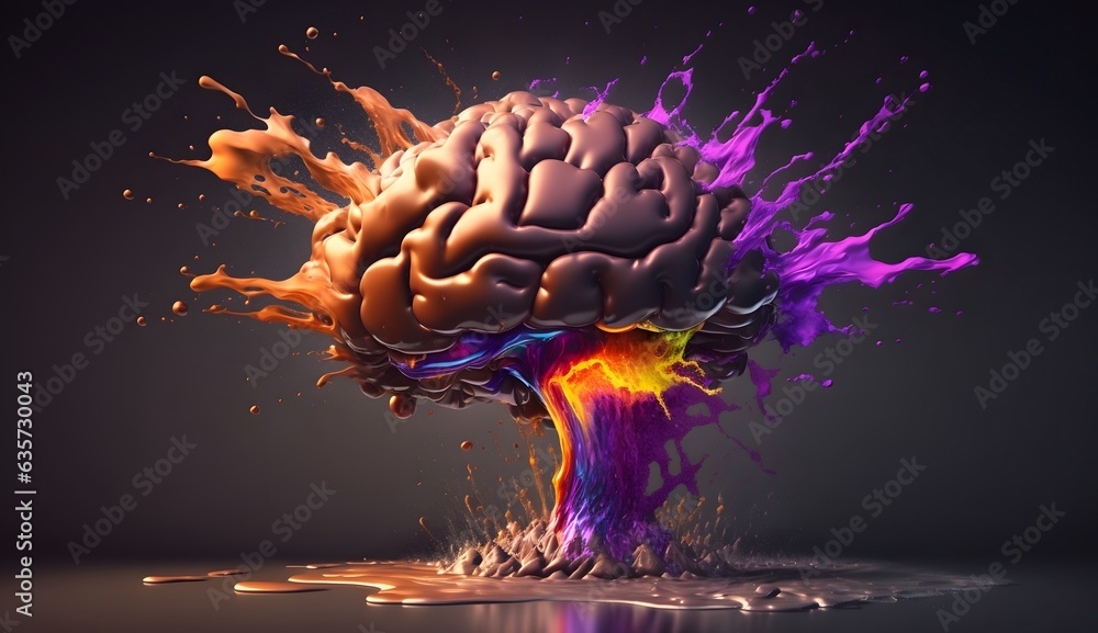 Exploded brain, neural network concept, artificial intelligence ...