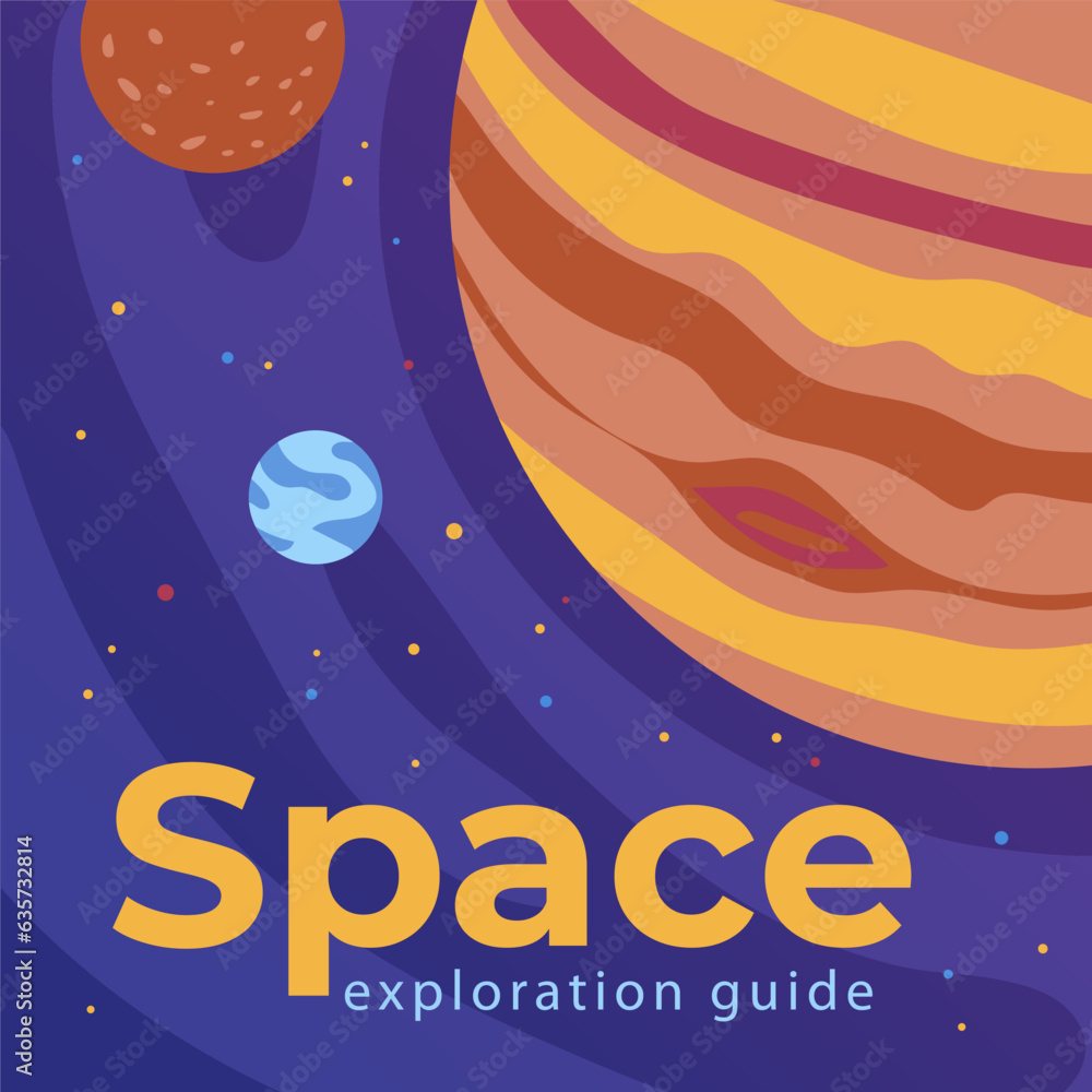 Space exploration guide poster with different planets in space ...