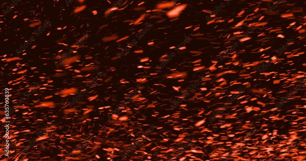 Firestorm texture. Bokeh lights on black background, shot of flying ...