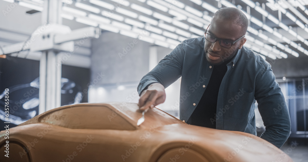 Portrait of a Creative African Car Modeler Working on a Concept Car ...
