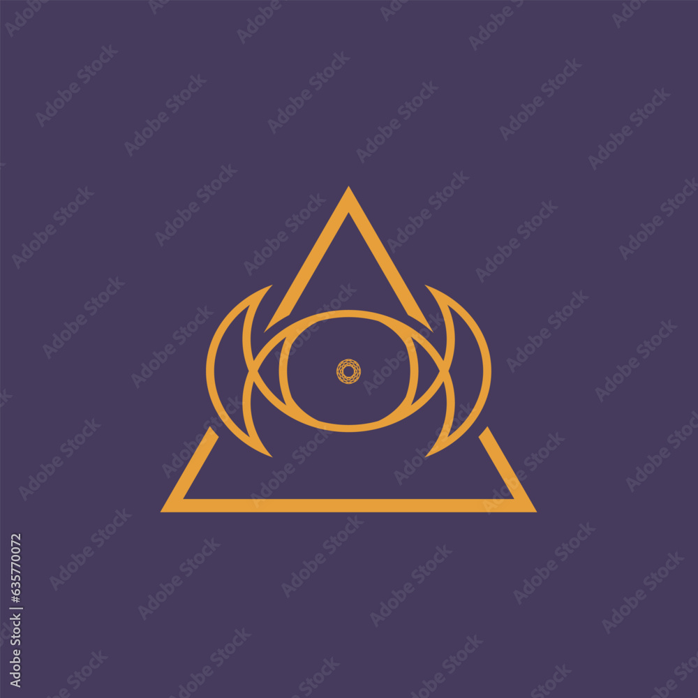 Geometric design element, symbol, logo of the golden all-seeing eye in ...