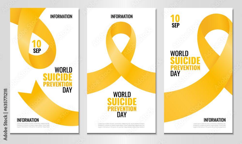 Vector Illustration of World suicide prevention day. Banner with ribbon ...