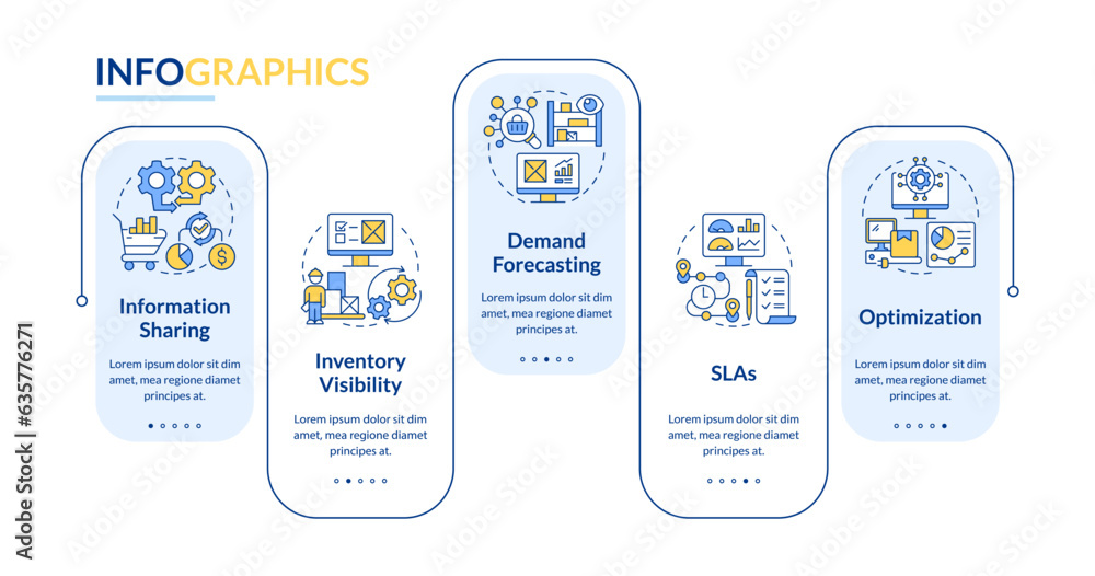 2D vendor management vector infographics template with thin line icons ...