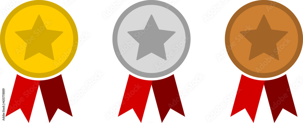 Medal Icon Set including Top 3 Three 1st Gold 2nd Silver 3rd Bronze ...