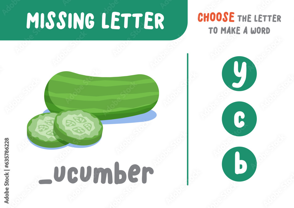 Missing letter (cucumber), the alphabet letter vocabulary game for kid ...