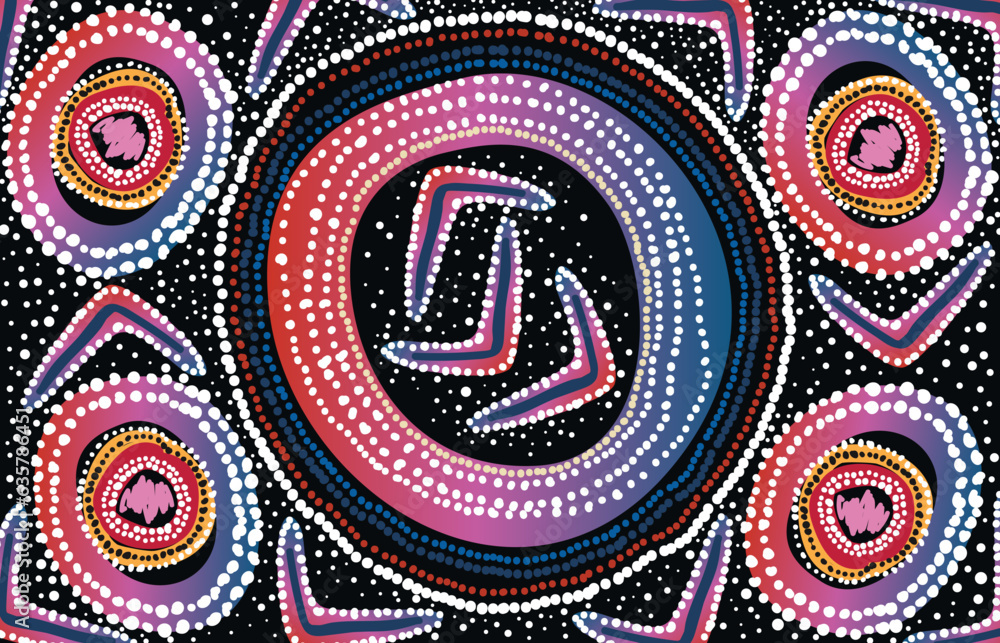 Vector painting with Aboriginal boomerang dot art Stock Vector | Adobe ...