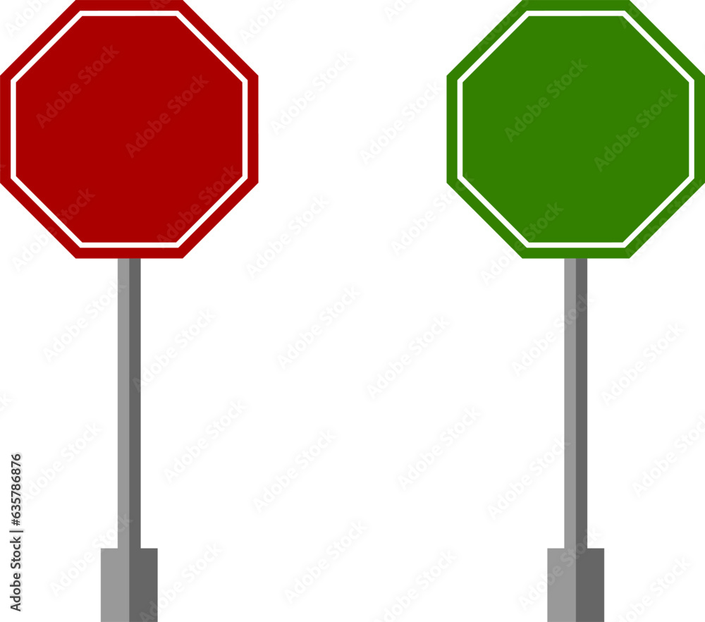 Vecteur Stock Red and Green Blank Stop Traffic Octagon Sign or Adblock ...