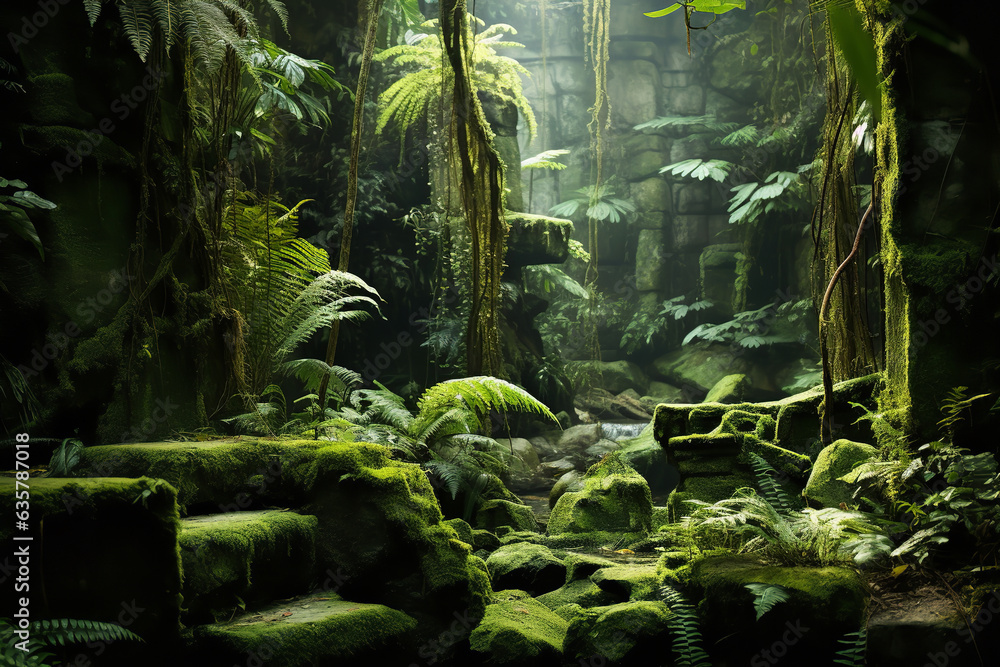 Foto de Nature's intricacies on display with towering ferns and stones ...