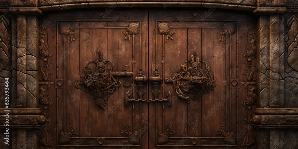 AI Generated. AI Generative. Fantasy cartoon dungeon door entrance exit ...