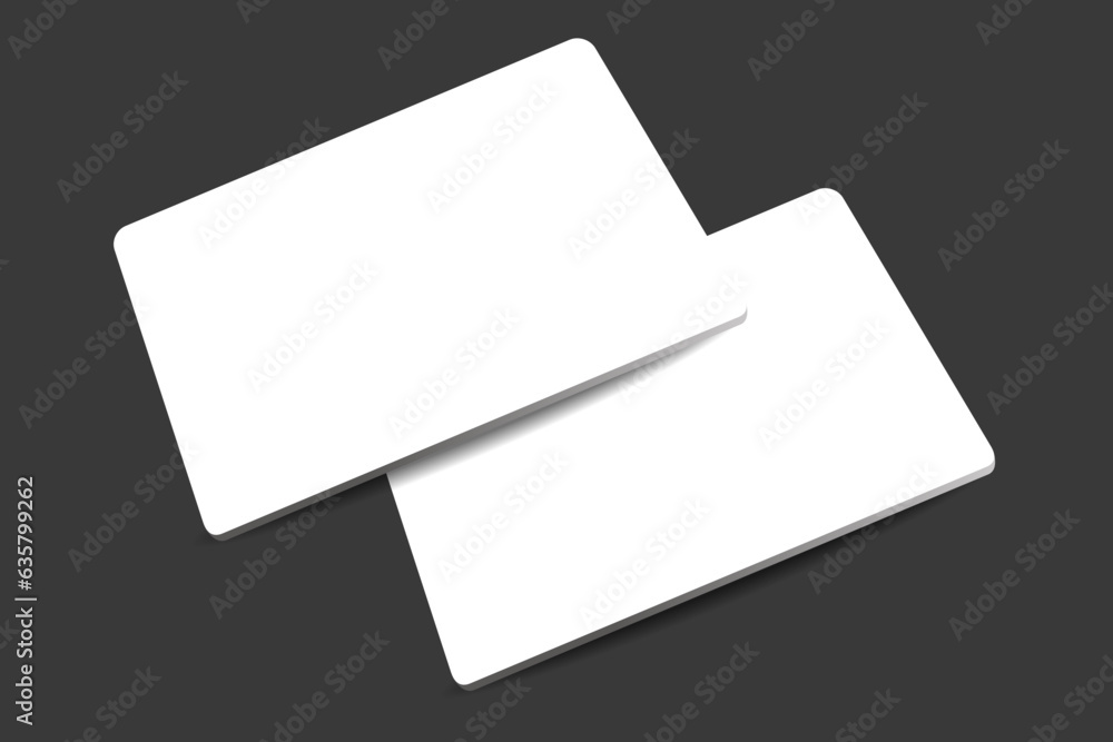 membership card templates placed vertically, blank white, perspective ...