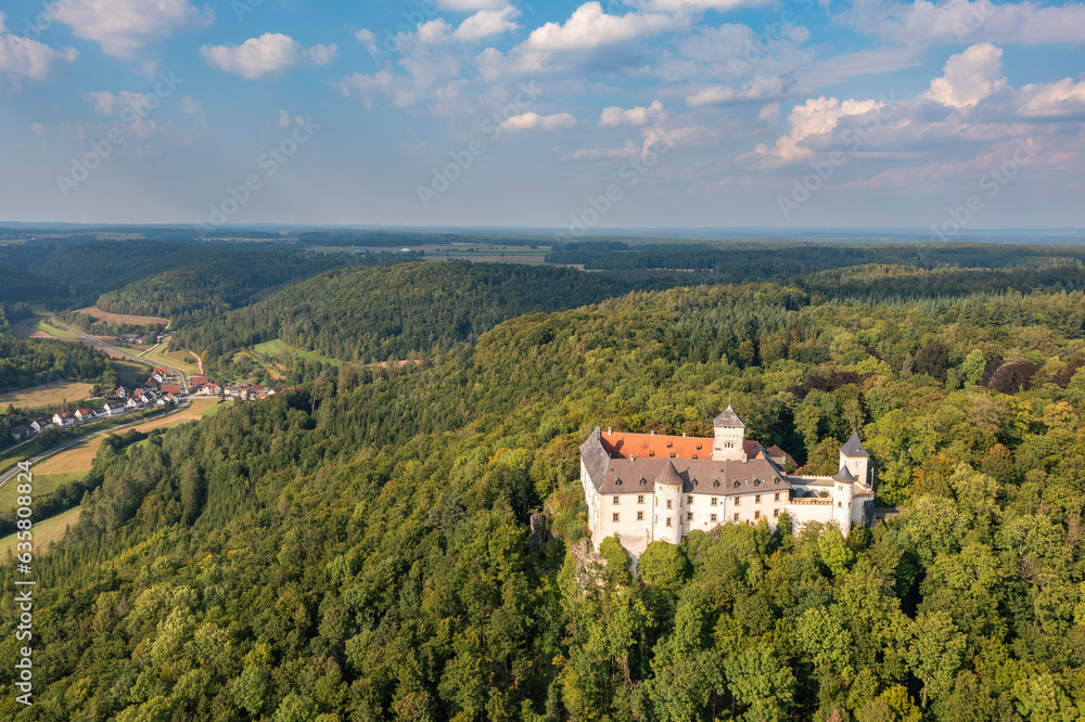 Photo Bird's-eye view of Greifenstein Castle in the middle of the ...