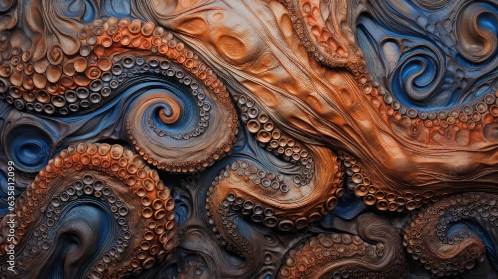 Octopus close-up underwater life. Tentacles of octopus texture. Macro ...