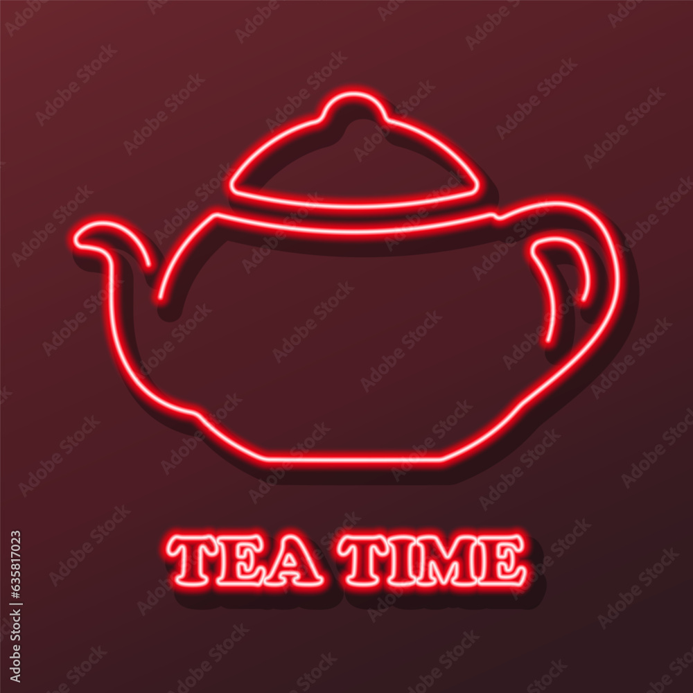 kettle tea neon sign, modern glowing banner design, colorful modern ...