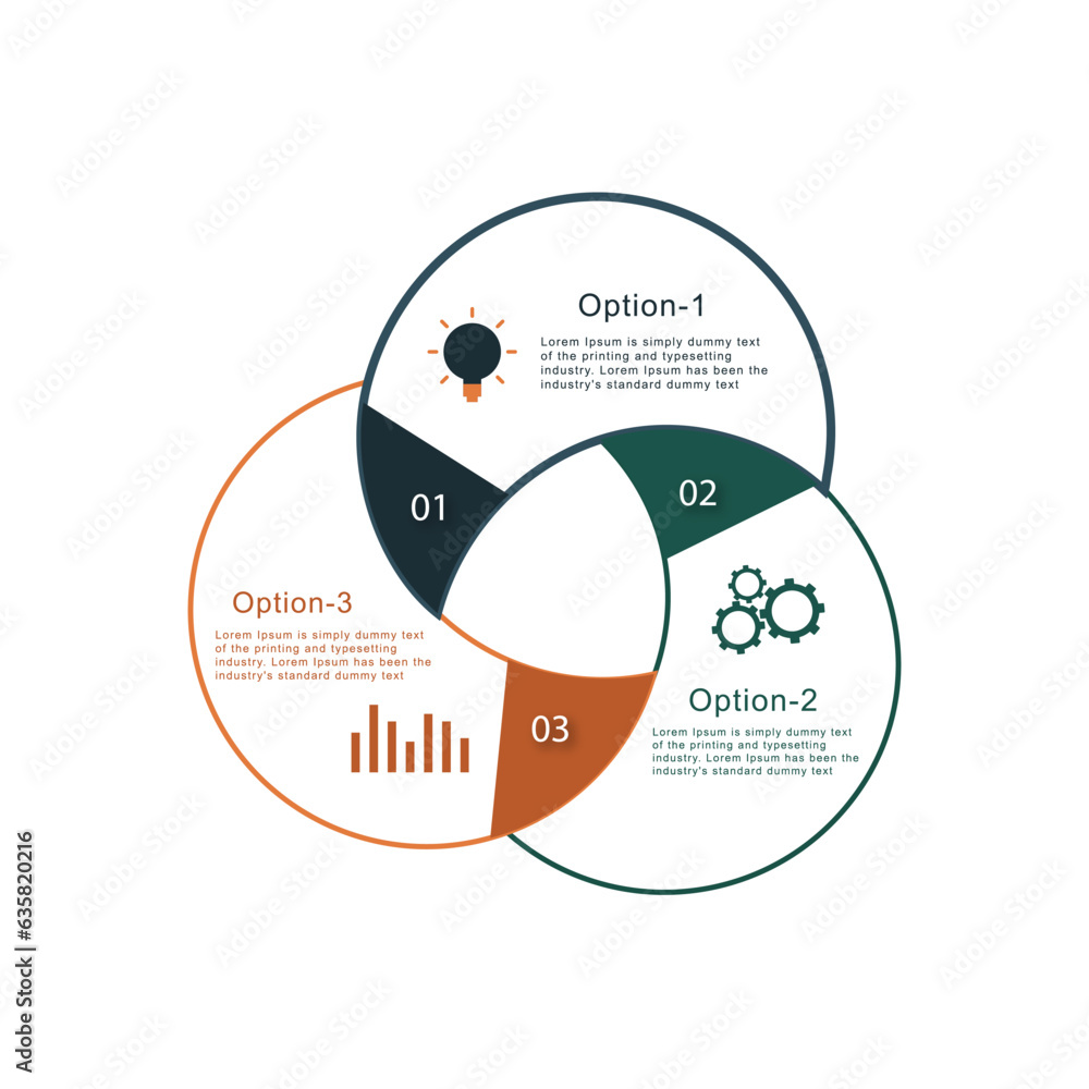 Three overlapping circles infographic. Venn diagram concept Stock ... Three overlapping circles infographic. Venn diagram concept Stock ...