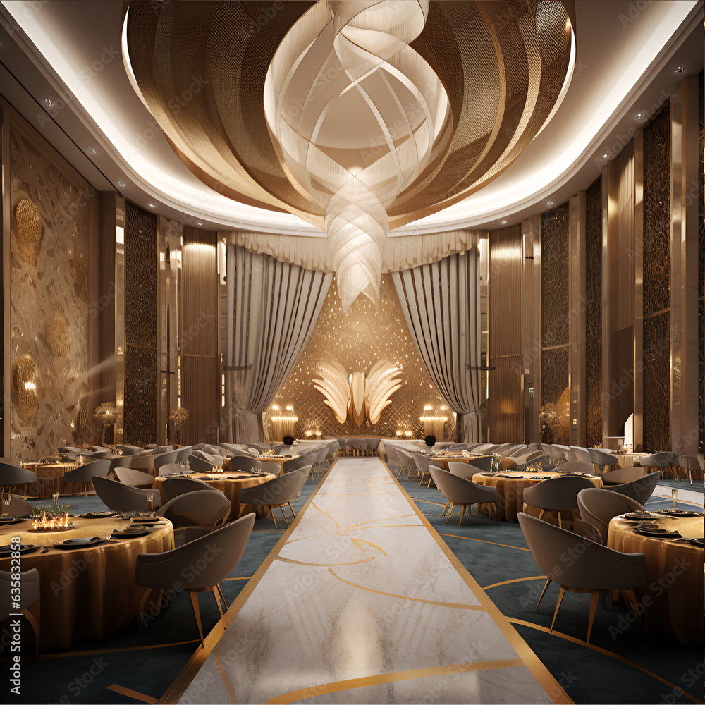 Banquet hall interior design for a seven star hotel , grand luxury ...