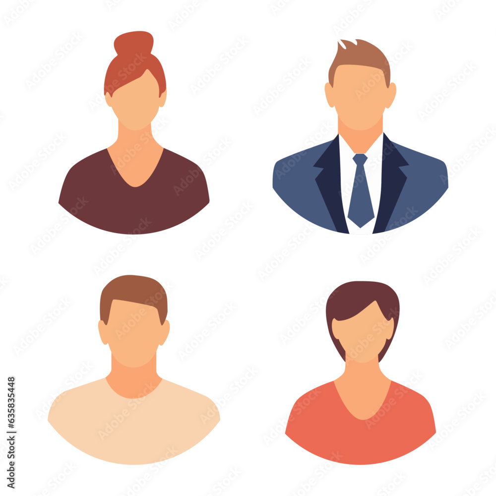 Vector flat illustration. Men and women in different styles. Avatar ...