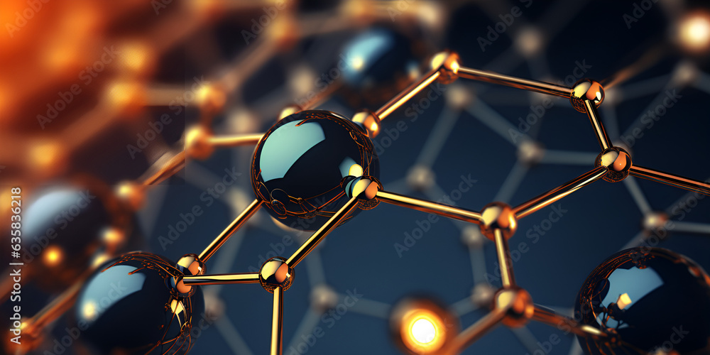 ภาพประกอบสต็อก Atom Spheres Array made of shiny metal spheres. Science ...