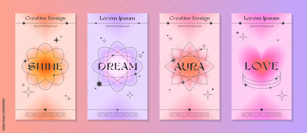 Vector insta story gradient templates with linear shapes,heart,blurred ...