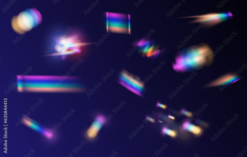Colorful vector lenses and light flares with transparent effects ...
