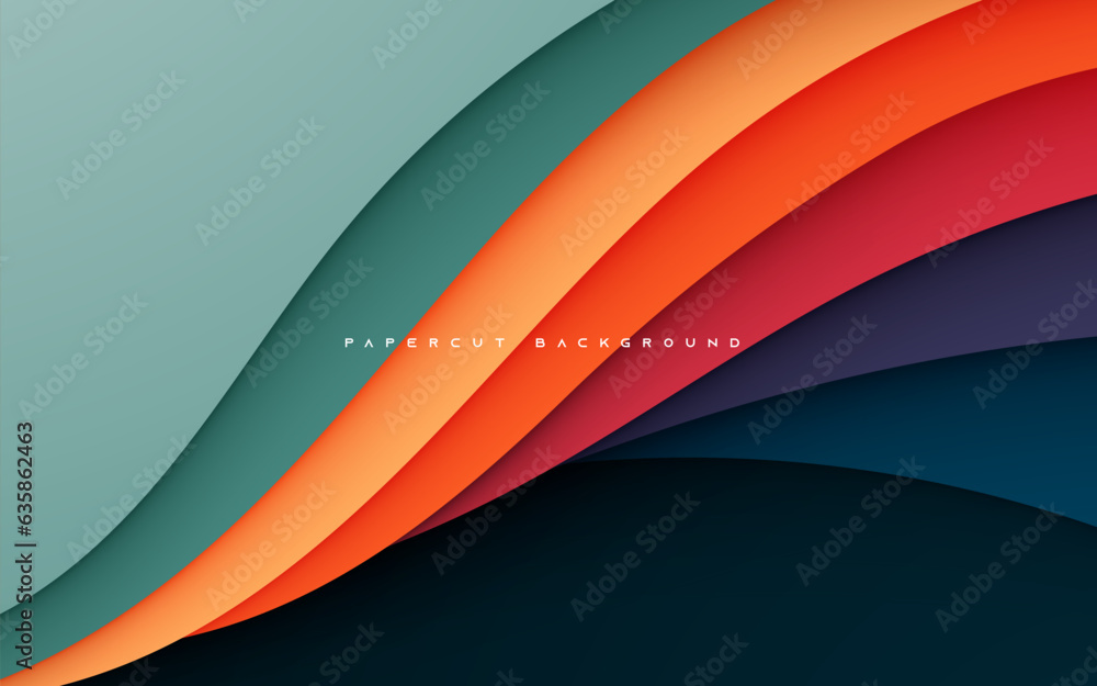 Abstract paper shape background with colorful line decoration Stock ...