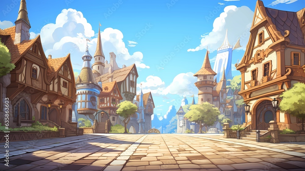 Fairy Tale Town.Europe town street. Fiction Backdrop. Concept Art ...