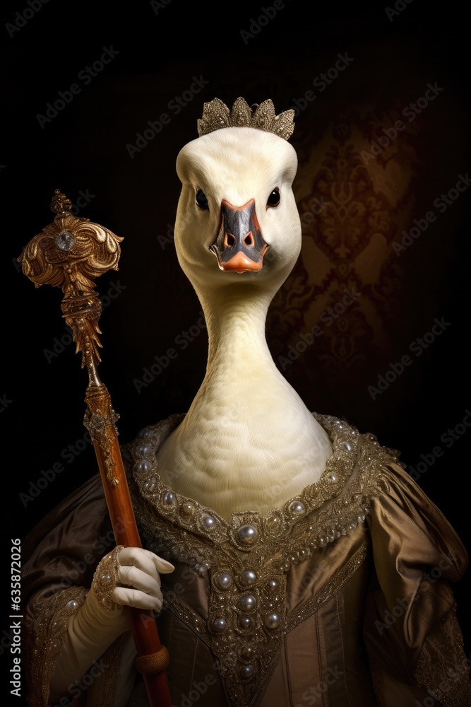 Ironic royal swan portrait, King, Queen, Prince, Dressed, Medieval ...