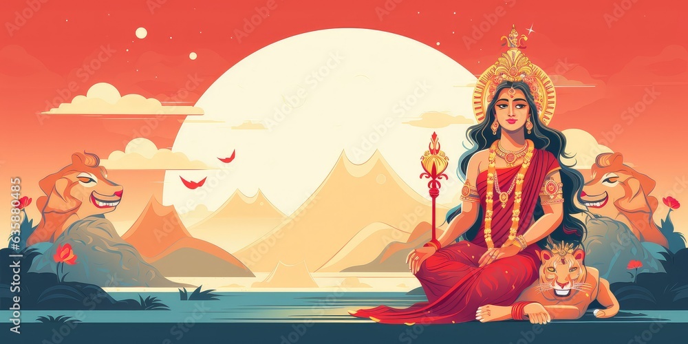 Durga Puja 2023 banner with copyspace, Dussehra 2023, Indian Hindu ...