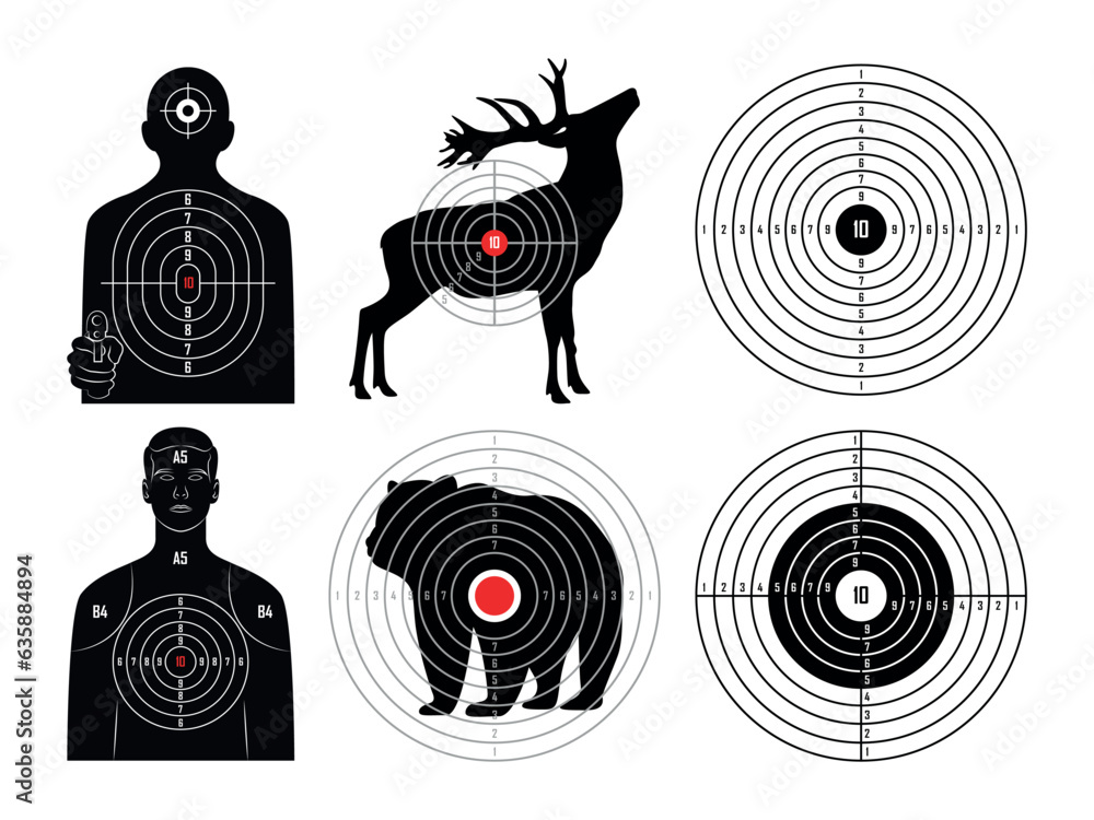 Set of targets in cartoon style. Vector illustration of different ...