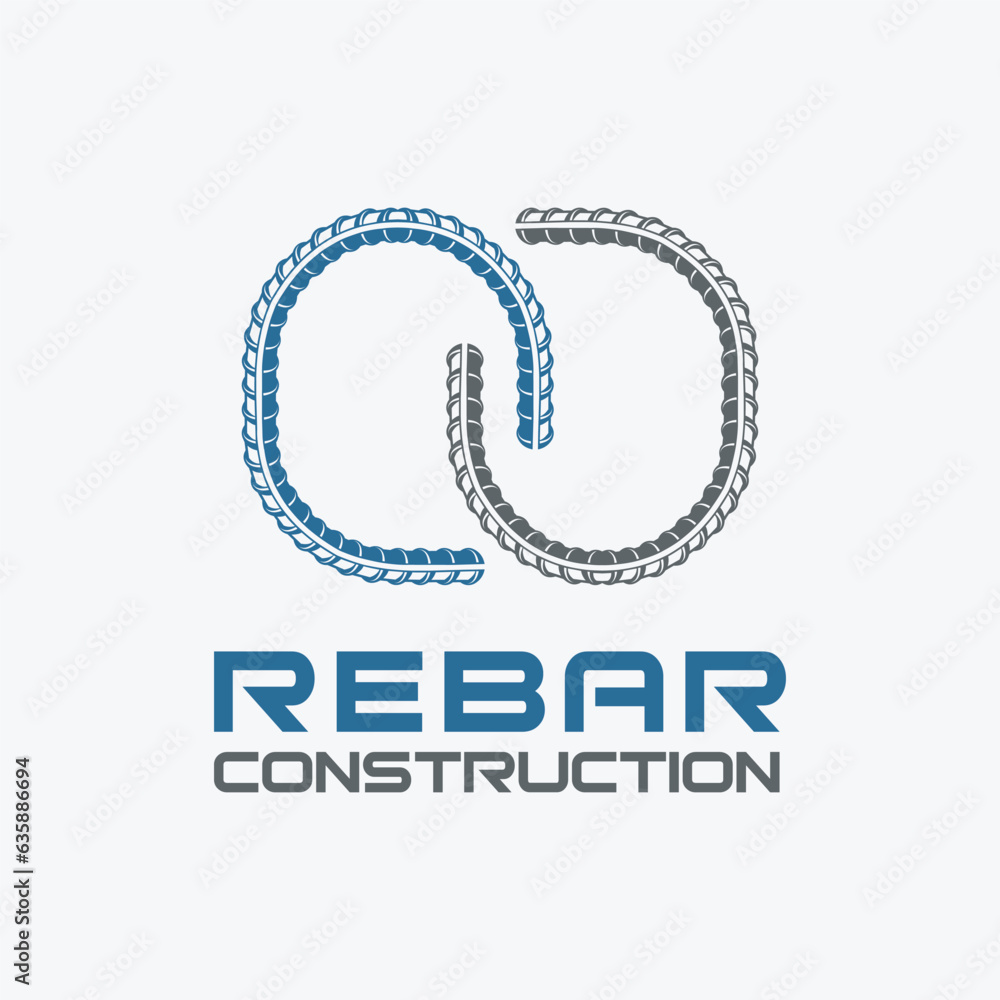 rebar concrete construction logo design. reinforcing steel, cast iron ...
