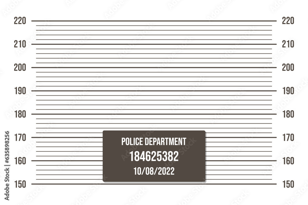 Vector mugshot scale from 150 to 220 cm on a white wall with a date ...