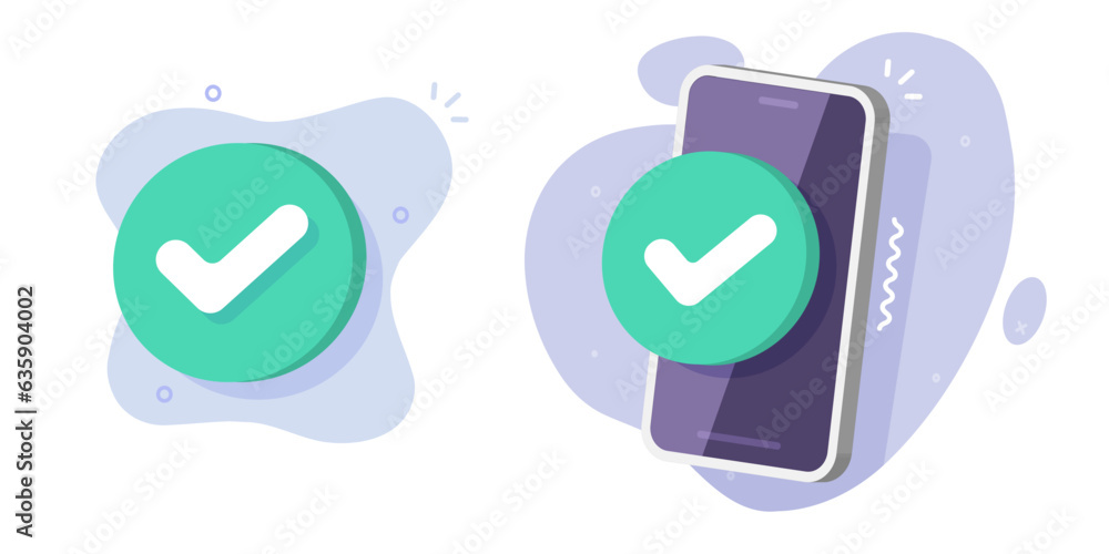 Cell phone check mark 3d icon vector graphic, checkmark tick confirm ...