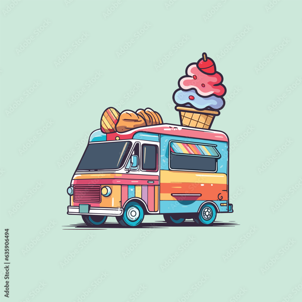 ice cream truck clip art illustration Stock Vector | Adobe Stock