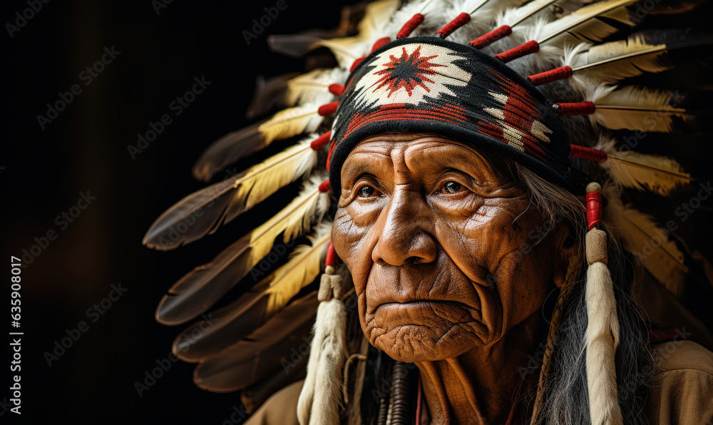 Tribal Chief's Feather Hat: A tribal chief's feather hat, a symbol of ...